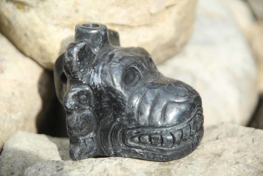 Aztec Death Whistle hand carved from black clay | First Nations Music