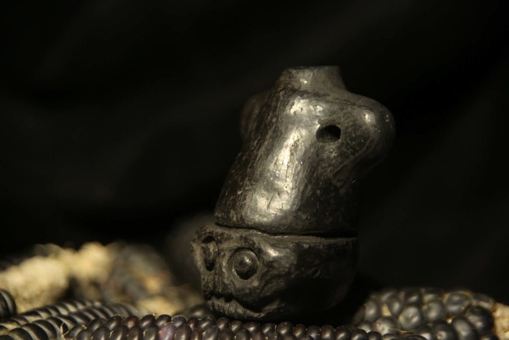 Aztec Death Whistle hand carved from black clay | First Nations Music