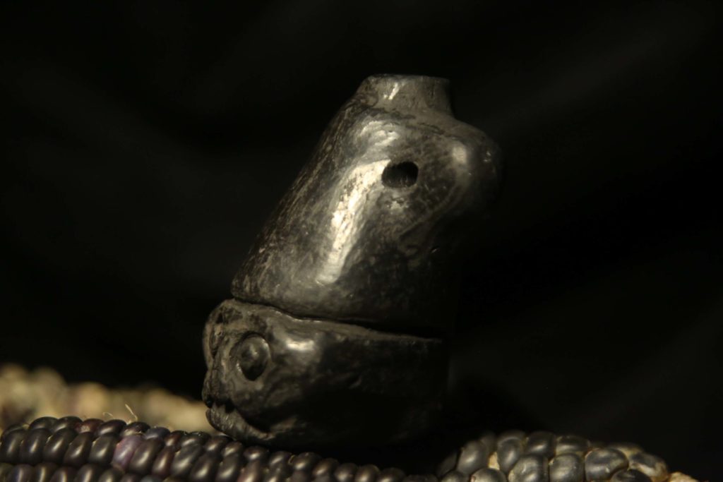 Aztec Death Whistle hand carved from black clay | First Nations Music