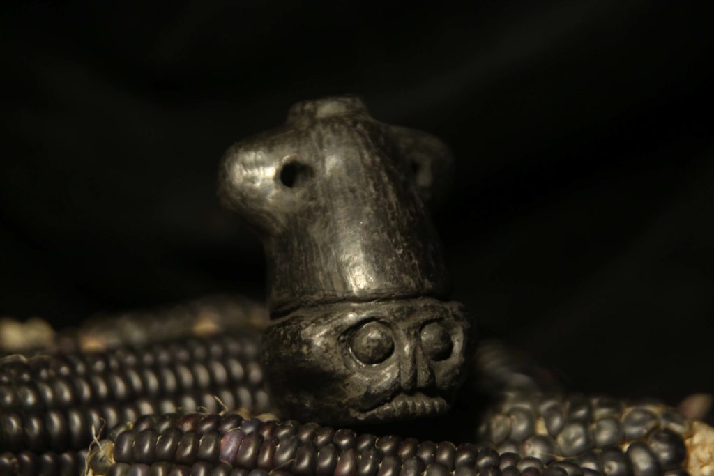 Aztec Death Whistle hand carved from black clay | First Nations Music