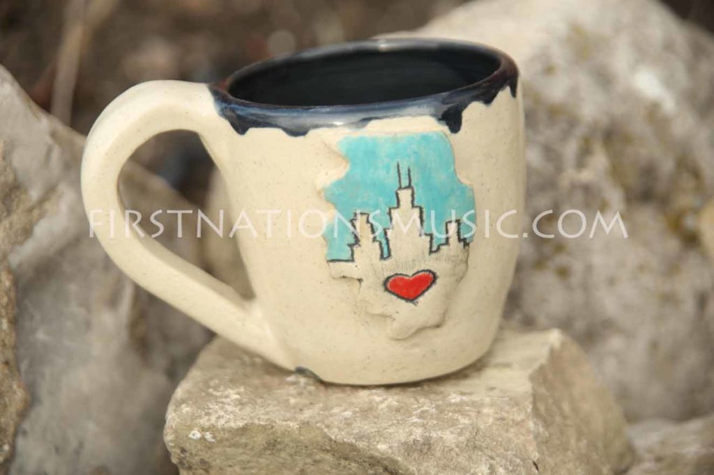 Handmade coffee cup Chicago skyline - First Nations Music